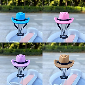6PCS Cowboy Hat Straw Cover Cap for Stanley Cup, Silicone Cowgirl Hat Straw Topper for Stanley 30&40Oz, 10mm 0.4in Dust-Proof Reusable Straw Tips Lids for Man & Woman Gift. (6PCS Cowboy Hat)