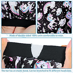 4 PCS Kids Satin Bonnet Child Sleeping Cap,Soft Silk Bonnet Elastic Wide Band,Breathable Baby Bonnets Night Sleep Caps,Colorful Night Hats Satin Cap for Girls Toddler Teens Natural Hair (Unicorn)