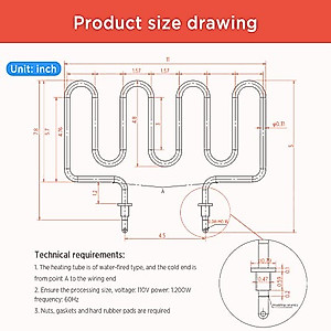 LIANQIAN Replacement Heat Element for Commercial Steam Table Immersion Element Stainless Steel for Food Warmer