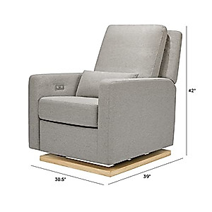 Babyletto Sigi Electronic Power Recliner & Glider with USB Port in Performance Grey Eco-Weave, Water Repellent & Stain Resistant, Greenguard Gold and CertiPUR-US Certified