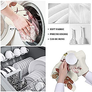 Big buy store Kitchen Towels Set of 2 Floral with Leaves Dish Towels and Dishcloths Sets Decorative Tea Towel Rustic Butterfly Absorbent Hand Towels for Kitchen Drying Bathroom Decor Gift 18x28 Inch