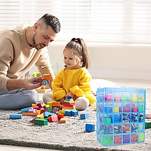 ACXFOND 5-Tier Stackable Storage Container Bead Organizer Box 50 Adjustable Compartments for Arts and Crafts, Toy, Fuse Beads, Washi Tapes, Beauty Supplies, Sewing Storage (Blue)