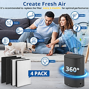 F2 A2 True HEPA Replacement Filter Compatible with 3M Filtrete Room Air Purifier Models FAP-C02WA-G2 FAP-C03BA-G2 FAP-T03BA-G2 FAP-SCO2N FAP-CO2-A2 FAP-CO3-A2 FAP-TO3-A2, 2 HEPA + 2 Carbon Filters