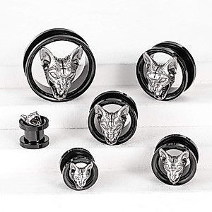 TBOSEN 2PCS Ear Gauges Animal Style Flesh Tunnel Gauges for Ears Stretcher Plug Jewelry Piercing Expander Gauges 0g - 1 inch 8mm-25mm