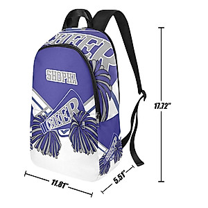 Cheer Blue White Cheerleader Waterproof Backpack Sport Shoulder Bag for Men Women Gift, 11.8''(L) x 5.51''(W) x 17.72''(H)