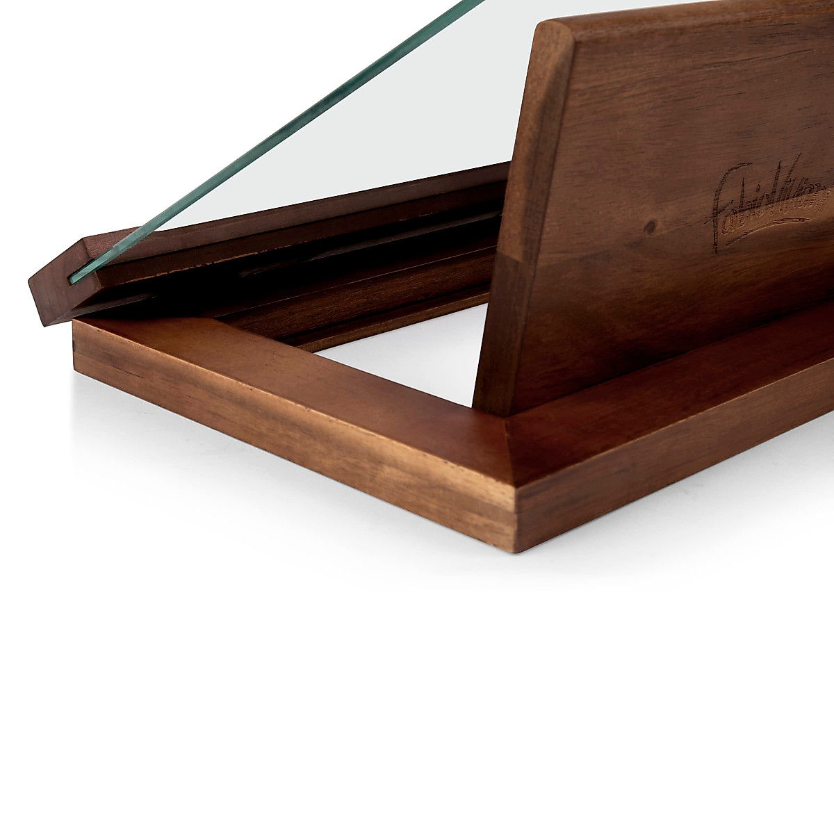 PICNIC TIME Fabio Viviani Prodigio Cookbook Stand with Tempered Glass, Recipe Stand, Kitchen Cookbook Holder, (Acacia Wood)