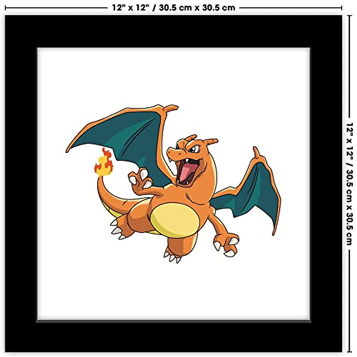 Trends International Gallery Pops Pokemon - Charizard Wall Art, Black Framed Version, 12'' x 12''