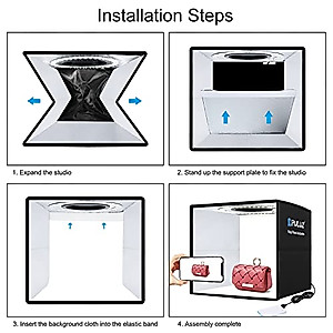 Photo Studio Box, PULUZ Mini Folding Lightbox LED Ring Light Portable Photo Studio Photography Shooting Tent Box Kit 12 Colors Backdrops USB Light Box for Phones DSLR Camera (9.8 x 9.8 inch)