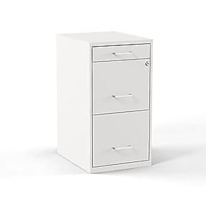 Staples 2806666 3-Drawer Vertical File Cabinet Locking Letter White 18-Inch D (52144)