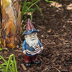 Alpine Americana Gnome with Flag Apron Bird Feeder, 12 Inch Tall
