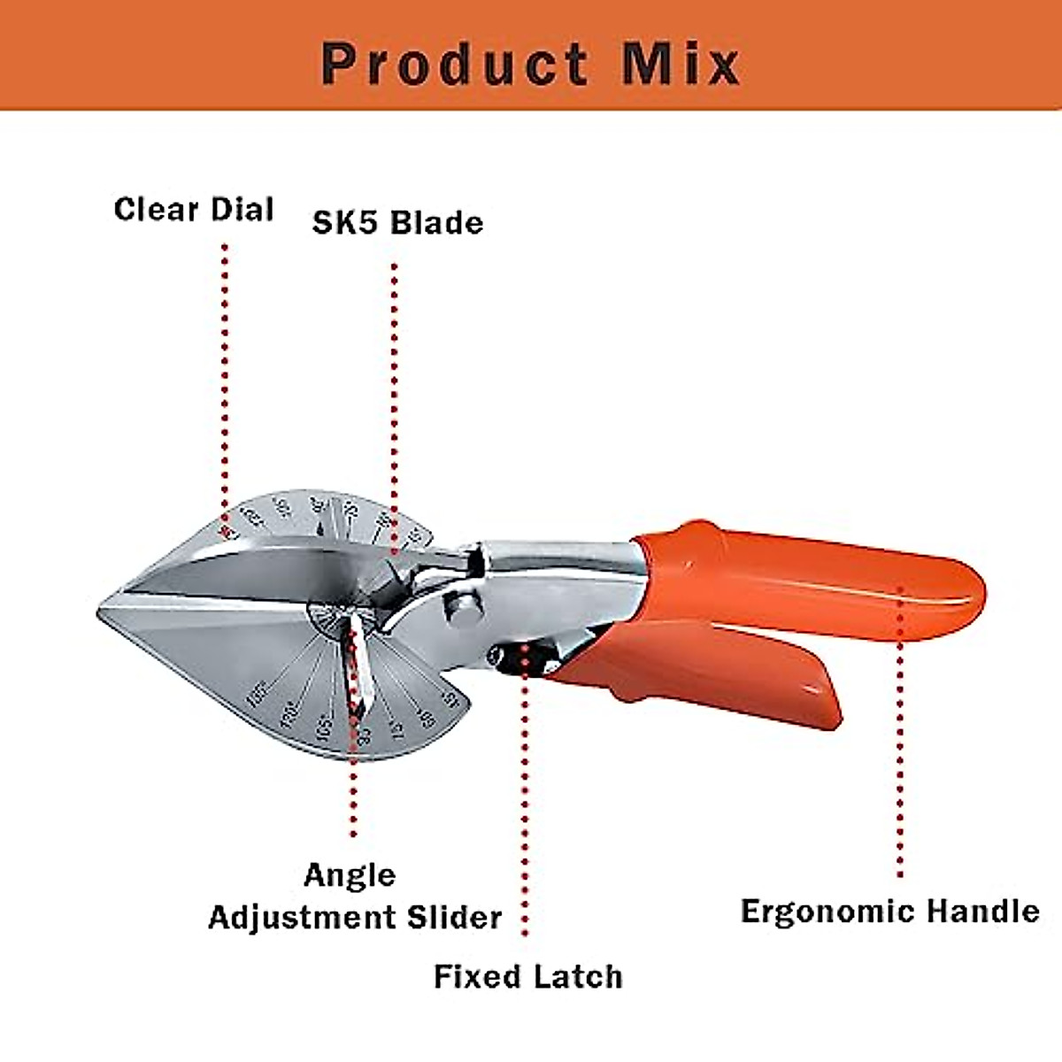 Multi Angle Miter Shear Cutter, 45-135 Degree Adjustable Angle Scissors Trim Shears Hand Tools for Cutting Soft Wood, Plastic, PVC and Other