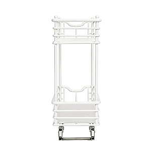 Household Essentials Glidez Multipurpose Paint-Finished Steel Pull-Out/Slide-Out Storage Organizer with Plastic Liner for Under Cabinet Use - 2-Tier Design - Fits Standard Size Cabinet or Shelf, White