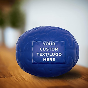 Custom Brain Squeeze Balls Set of 50, Personalized Bulk Pack - Stress Relief, Perfect for Your Desk, Office or Home - Blue
