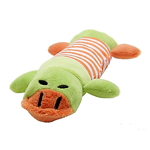 N/ hionre Sound Squeaky Interactive Toys for Pets, Cute Duck Plush Doll Molar Chew Bite-Resistant Toy for Pet Dog Cats Green