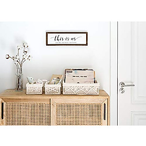 Mkono Macrame Storage Baskets Decor with Removable Cloth Liner Boho Storage Bins Handmade Woven Decorative Countertop Shelf Cabinet Organizer for Bedroom Nursery Living Room, Set of 3