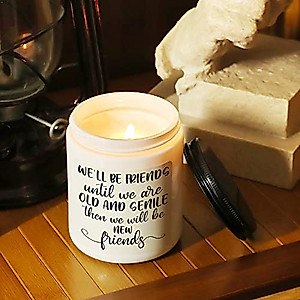 Lavender Scented Candles - We'll Be Friends Until We are Old and Senile - Best Friend,Friendship Gifts,Coworker Gifts - Christmas,Mothers Day,Birthday Gifts for Women,Men,Friends,Mom,Sister,Female