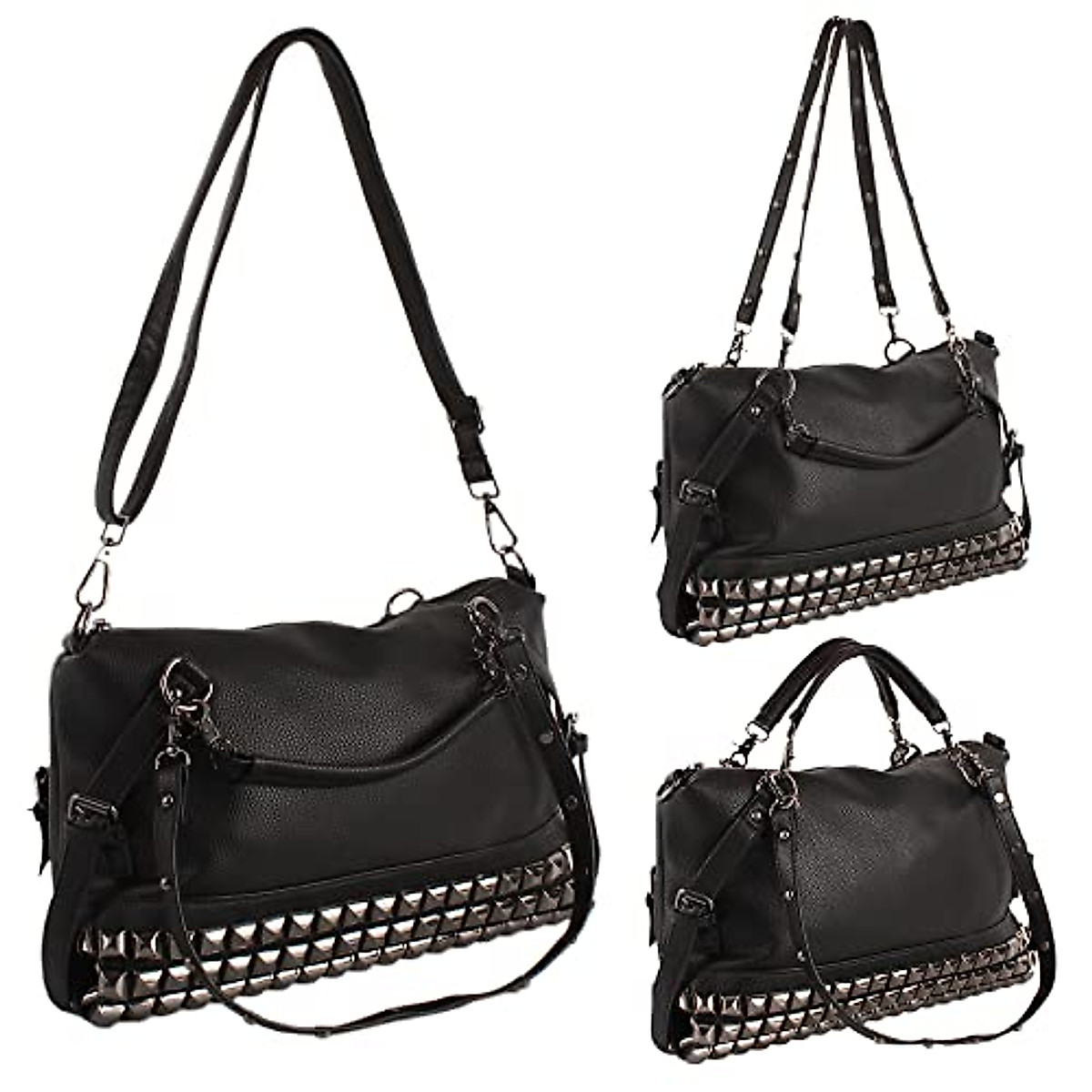 ZLM BAG US Punk Rivet Hobo Handbag for Women Large Crossbody Purse Leather Top Handle Bag
