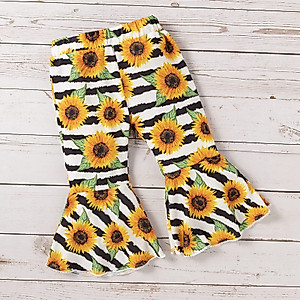 DREAM BUS Toddler Baby Girl Clothes Set My Only Sunshine Cute Ruffle Short Sleeve Top Sunflower Flared Pants Summer baby Girl Outfits 12-18Months