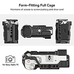 SmallRig A7C Aluminum Alloy Full Cage Camera for Sony A7C, Integrated Cold Shoe, with Quick Release Plate for Arca-Swiss and Locating Holes for ARRI - 3081B
