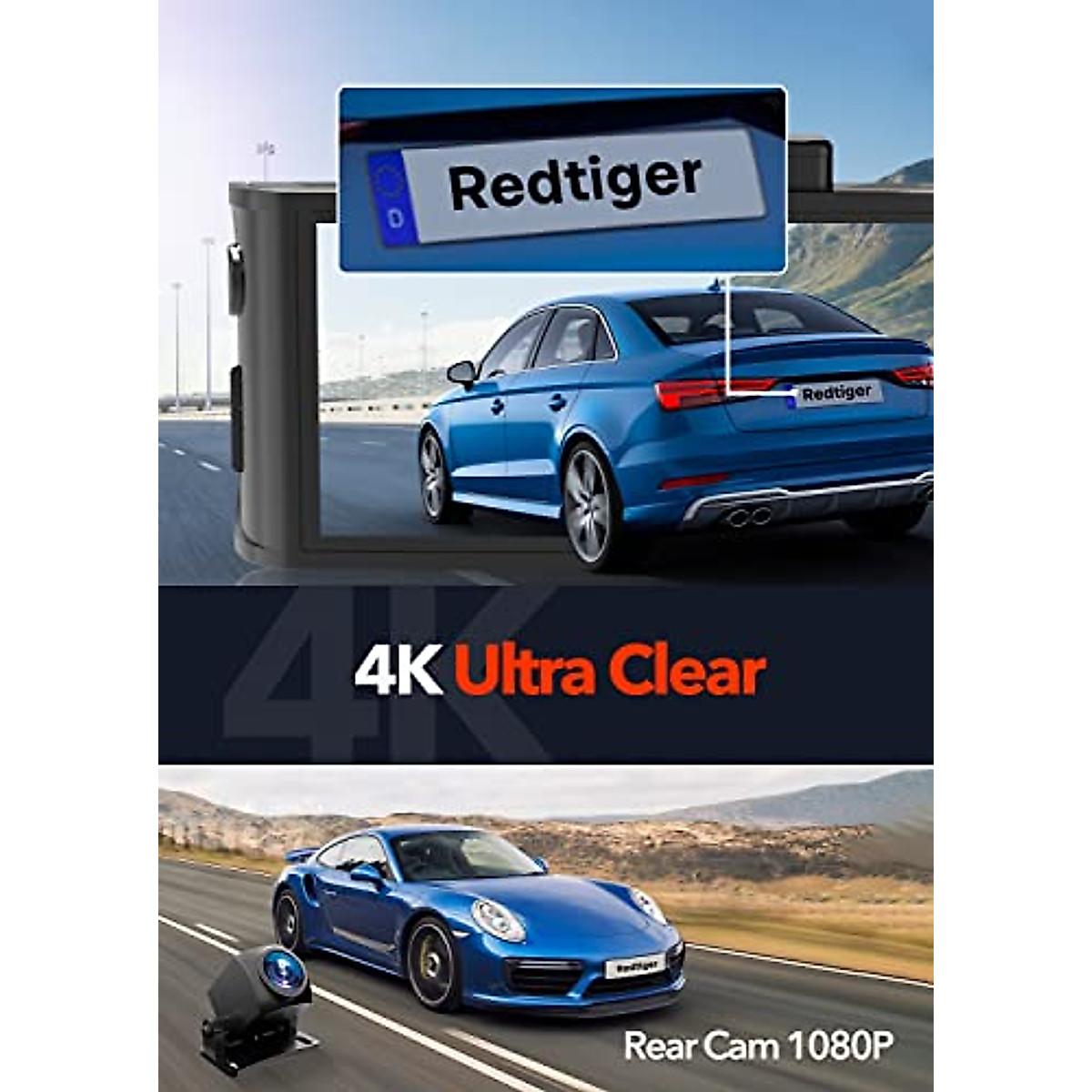REDTIGER Dash Cam for Cars,4K UHD 2160P Car Camera Front, Wi-Fi GPS,3.18" LCD Screen,Night Vision,170° Wide Angle,WDR,G-Sensor,24H Parking Monitor, Support 256GB Max