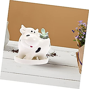 Yardwe 2 Sets Vase Desktop Office for Holder Table Home Cactus Flower Drainage Shape Ceramic Pot of Collectible Year Outdoor Decor Tiny Bonsai Cute Shaped Planter Gardening Container