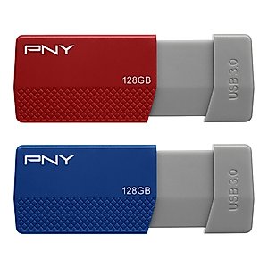 PNY USB 3.0 Flash Drives, 128GB, Assorted Colors, Pack Of 2 Drives