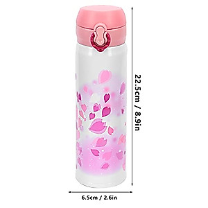 Vacuum Insulated Stainless Steel Thermos Cup,Portable Leakproof Coffee Beverage Travel Mug with Removable Lid for Biking Backpack Camping Office (Cherry blossoms)