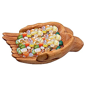 FelRelWel Carved Storage Handmade Decorative Bowl, Household Wooden Storage Tray, Hands Folded Upward Sacrificial Tray, Crystal Display Stand, Key Storage Decorative Tray, Household Wooden Art,Brown