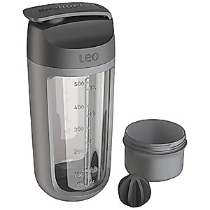 Berghoff LEO Tritan Plastic Shaker Botte, BPA-free, Integrated Protein Powder Compartment, Screw-on Lid, Flip Cap, Silicone Mixing Ball, Leakproof, Gym Accessories, Dishwasher safe