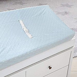 American Baby Company Heavenly Soft Minky Dot Fitted Contoured Changing Pad Cover, Blue Puff, for Boys and Girls