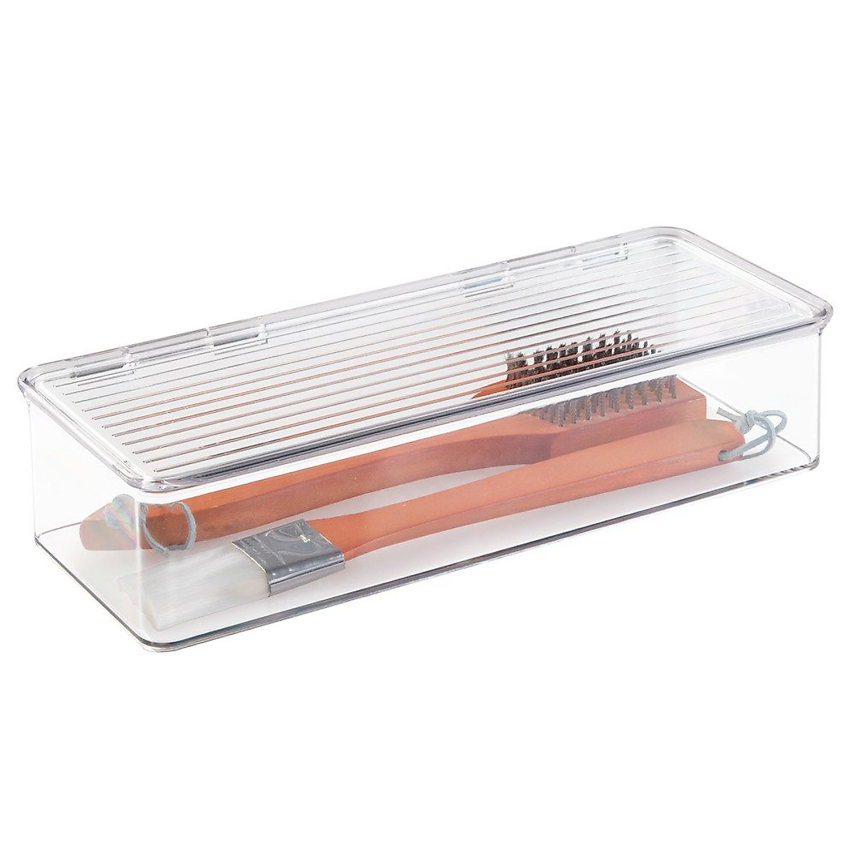iDesign Kitchen Binz Stackable Box, 14cm x 34cm x 7.5cm, Clear, 14 x 34 x 7.5 cm
