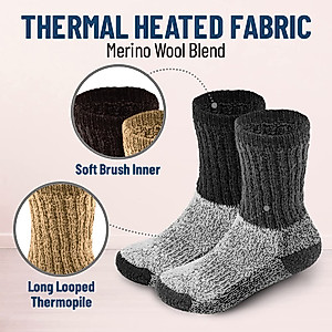 Debra Weitzner Kids Thermal Socks for Boys Girls Warm Winter Boot Socks 2 Pack Insulated Socks