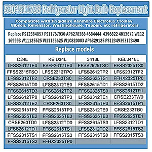 Yooank AC100-265v 3.5w Refrigerator Bulb 5304511738 for Frigidaire Replacement Light Bulb Kei D34l Refrigerator PS12364857 AP6278388 4584444 - White Light