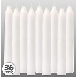 Hyoola Taper Candles - 6 Inch White Dripless, Unscented Dinner Candle - 36 Pack European Made Candles 5 Hour Burn Time