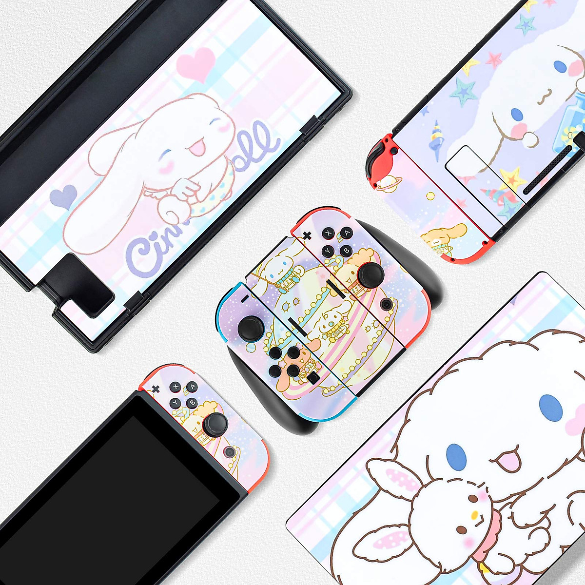 DLseego Switch Skin Sticker Pretty Pattern Full Wrap Skin Protective Film Sticker Design for Switch-Purple
