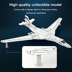MISINI 33036 Aircraft Building Blocks Kit, 1598 Pcs Soviet Supersonic TU-160 Strategic Bomber White Swan Aricraft Model Building Blocks, Jets Building Blocks Sets, Gifts for Military Fans and 14+