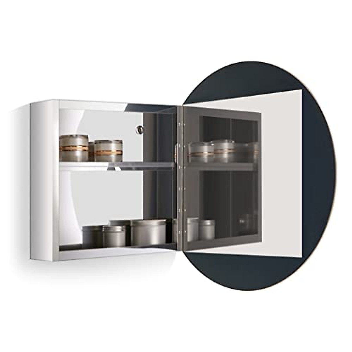 Round Bathroom Mirror Cabinet, Bathroom Wall Storage Cabinet Mirror Medicine Cabinet, Medicine Cabinets for Bathroom with Mirror, for Living Room Bedroom Entryway (Color : White, Size : 63x12x63cm)