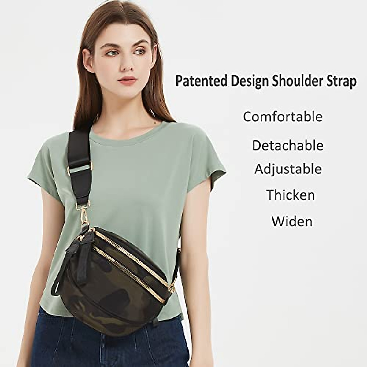 Crossbody Bags for Women Nylon Cross Body Travel Shoulder Handbags Girls Chest Purses Light Sling Backpack-Camo Green