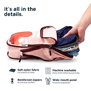 TRIPPED Travel Gear Compression Packing Cubes for Travel - Luggage and Backpack Organizer Packaging Cubes for Clothes (Graphic, 6 Piece Set)