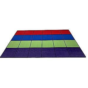 KidCarpet.com Blocks Seating Classroom Rug Multi with 24 Squares, 7'6" x 12' Rectangle