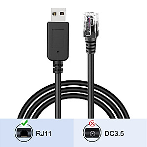 Jsvecip Radar Detector Cable, USB to RJ11 Plug Cable,for Escort Radenso XP Uniden Beltronics Cobra Whistler Radar Detector,Replacement Power Cable for Radar Detectors.(RJ11-6.56ft)
