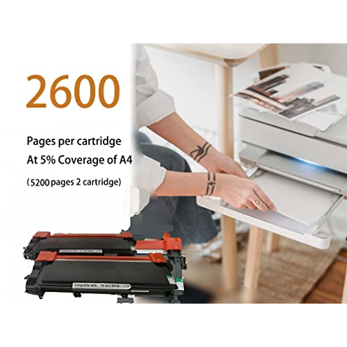 Ebooine Compatible Toner Cartridge Replacement for Brother TN660 TN630 High Yield to use with HL-L2300D HL-L2380DW HL-L2320D DCP-L2540DW HL-L2340DW HL-L2360DW MFC-L2700DW Printer (Black, 2 Pack)