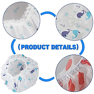 11 Pieces Waterproof Shower Caps Elastic Reusable Plastic Bathing Hair Cap Lady Salon Hat for Kids Girls and Women, Assorted Patterns