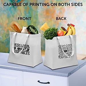 DISCOUNT PROMOS Custom Southern Style Grocery Tote Bags Set of 10 - Personalized Bulk Pack, Reusable Grocery & Shopping Bags - Great for Travel, Carry on Bag, Business Promotions - White - 20"X13"X8"