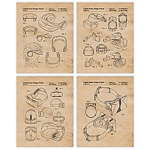 Classic VR Goggles Headset Patent Prints, 4 (8x10) Unframed Photos, Wall Art Decor Gifts Under 20 for Home Office Man Cave School Student Teacher Computer Science Programmer Gamer