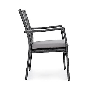 Christopher Knight Home Corsica Outdoor Wicker Dining Chairs with Cushions, 2-Pcs Set, Grey