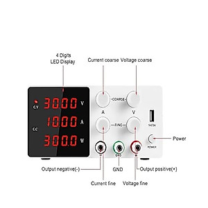 Adjustable DC Power Supply 30V 10A 60V 5A 120V Bench Source Stabilized Power Supply Voltage Regulator Switch(30V10A Black,110V)