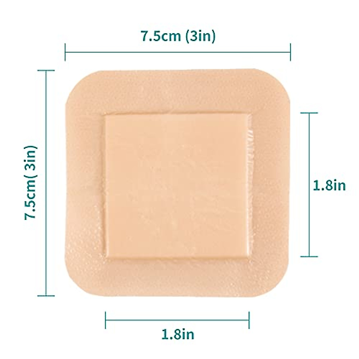 Dimora Silicone Foam Dressing with Border Adhesive 3"x3" Waterproof Wound Dressing Bandage for Wound Care 10 Pack