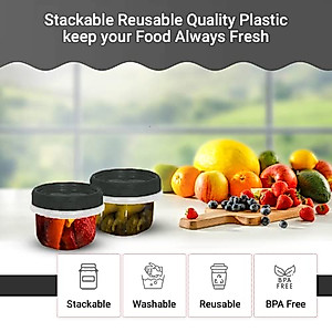 [Black - 12 Pk] Airtight Deli Containers with Lids Twist Lock Top Clear Food Storage for Meal Prep Snacks and Leftovers Freezer and Microwave Safe Stackable Leak-Resistant and 12 Pc. Set (4 Ounce)