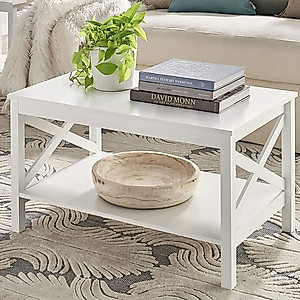ClosetMaid 3930 X-Frame Design Coffee Table with Shelf, White Wood